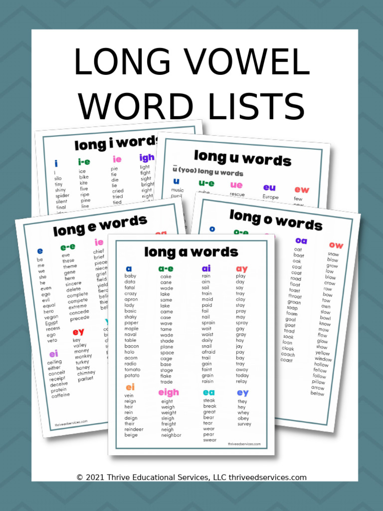 Long Vowel Word Lists Freebie PDF | PDF