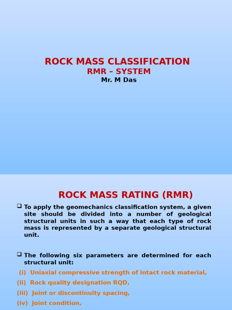 Rock Mass Rating and Classification Guide | PDF | Clay | Applied And ...