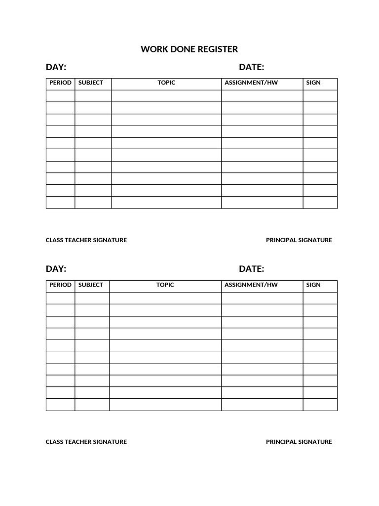 Work Done Register | PDF