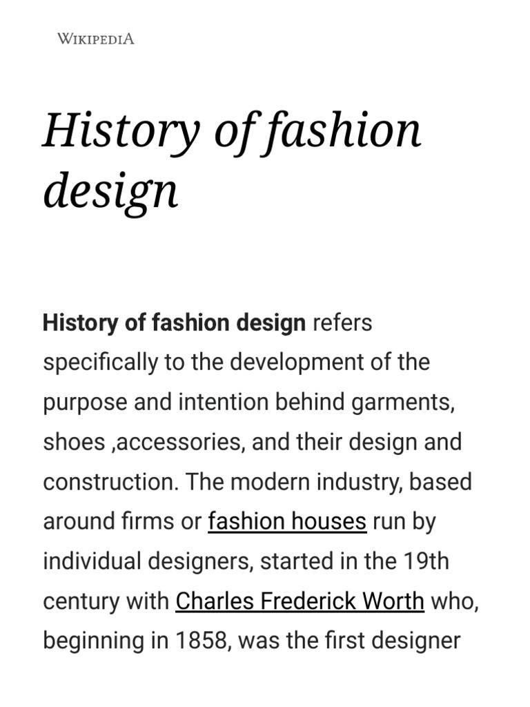 History of Fashion Design | PDF | Fashion | Aesthetics