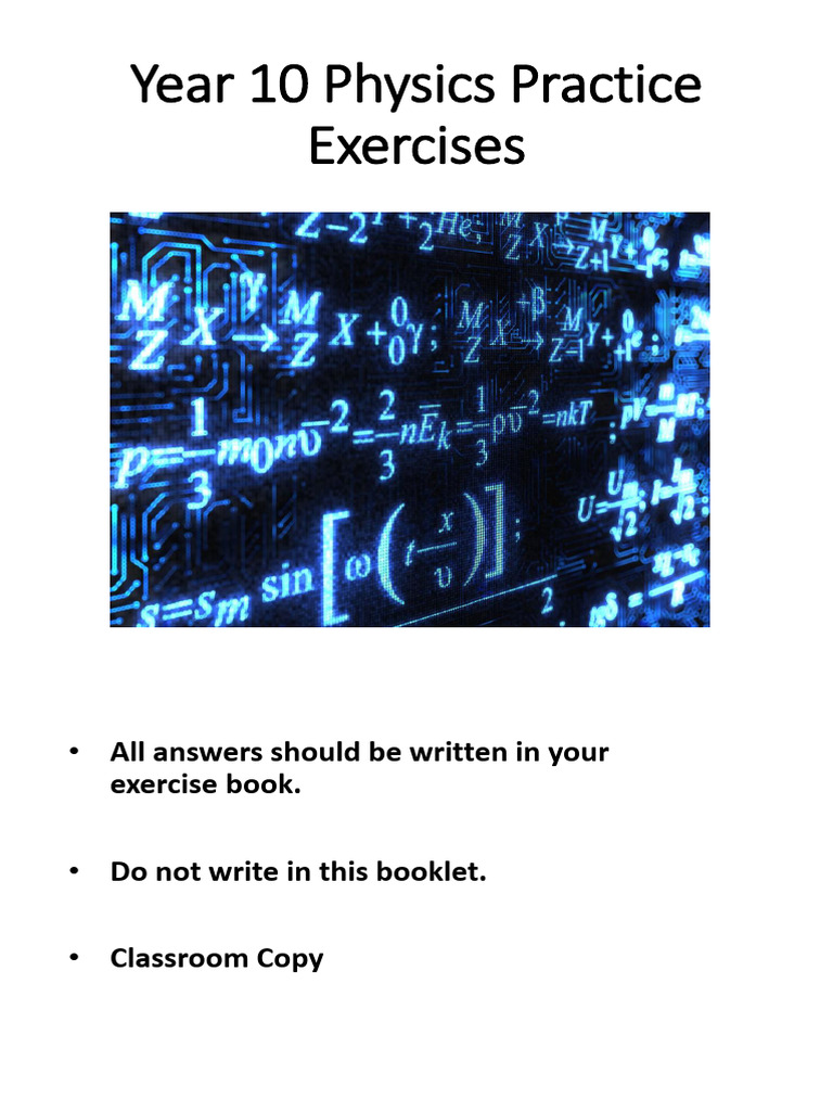 Year 10 Physics Practice Exercises | PDF | Atoms | Series And Parallel ...