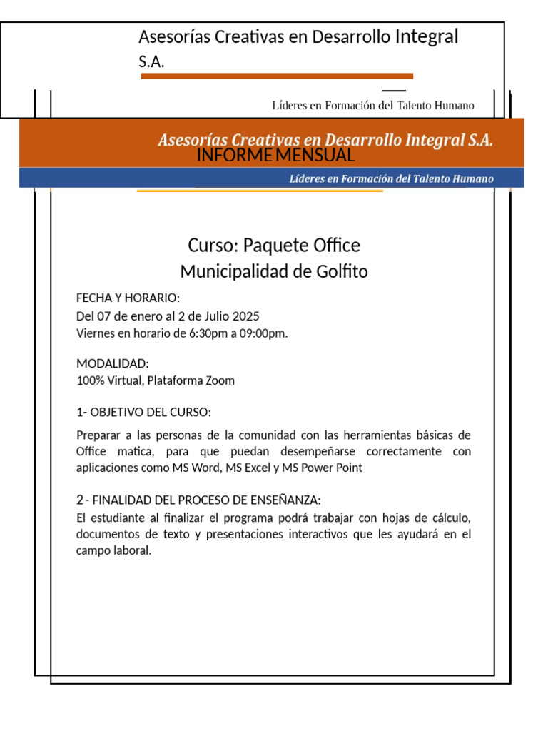 Informe Mensual Marzo 2025 Office | PDF | Microsoft Office | Microsoft ...