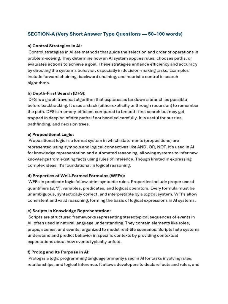 AI Solved Main Answer Document 12 | PDF | Artificial Intelligence | Intelligence (AI) & Semantics