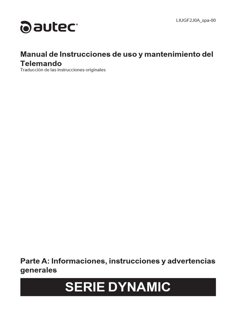 AUTEC SRL - Manual de Instrucciones Uso y Mantenimientos del Telemando ...