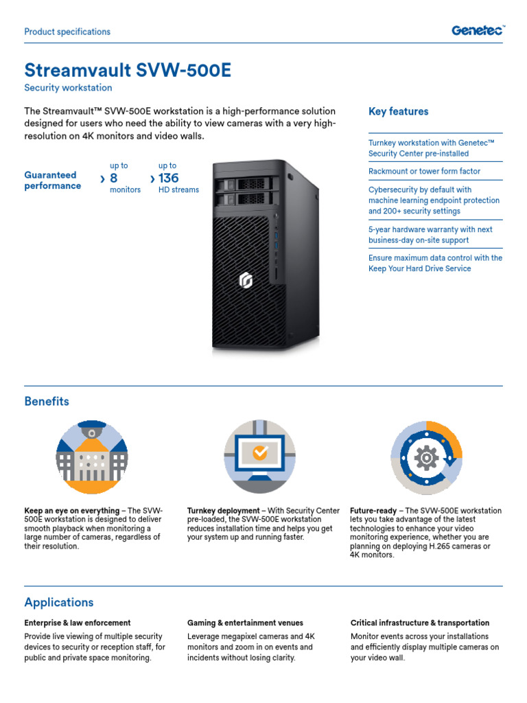 Streamvault 501e Workstation Datasheet | PDF | Usb | Workstation
