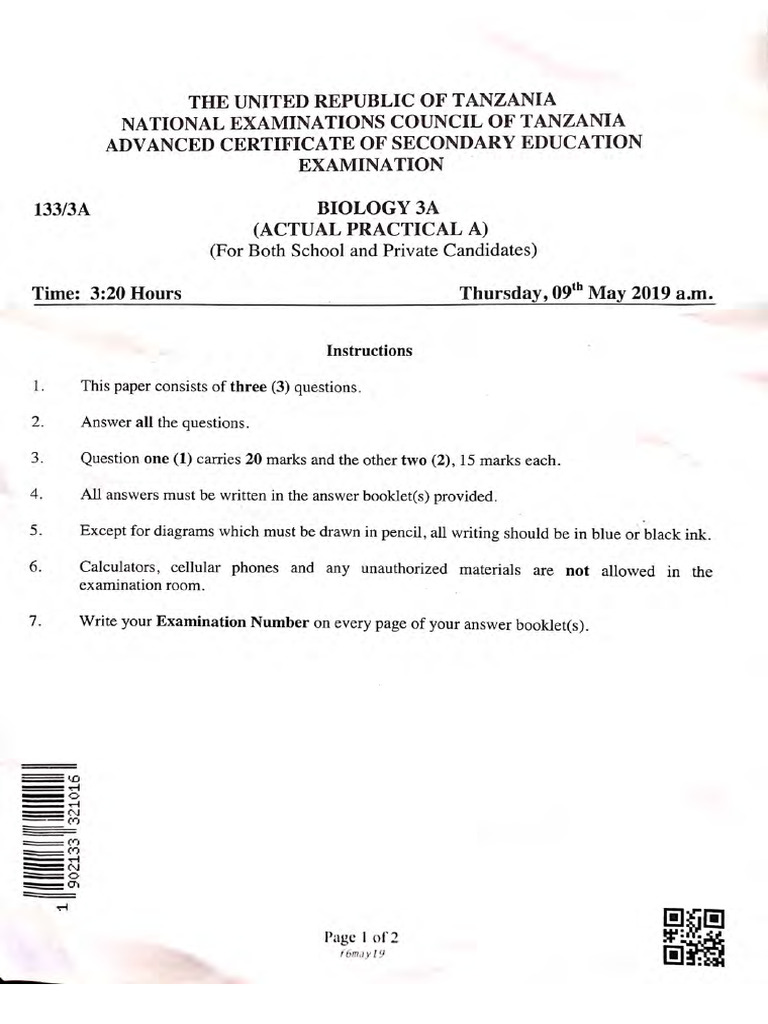 Biology 3A - F6 - 2019 | PDF