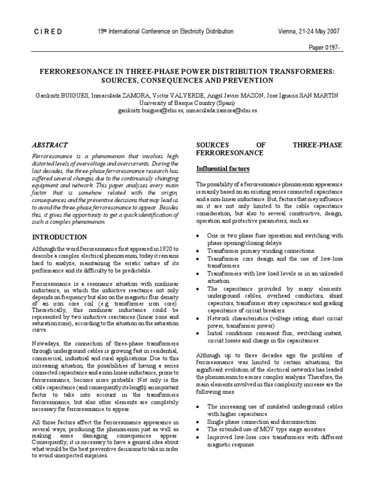 Ferroresonance Pdf Transformer Capacitor
