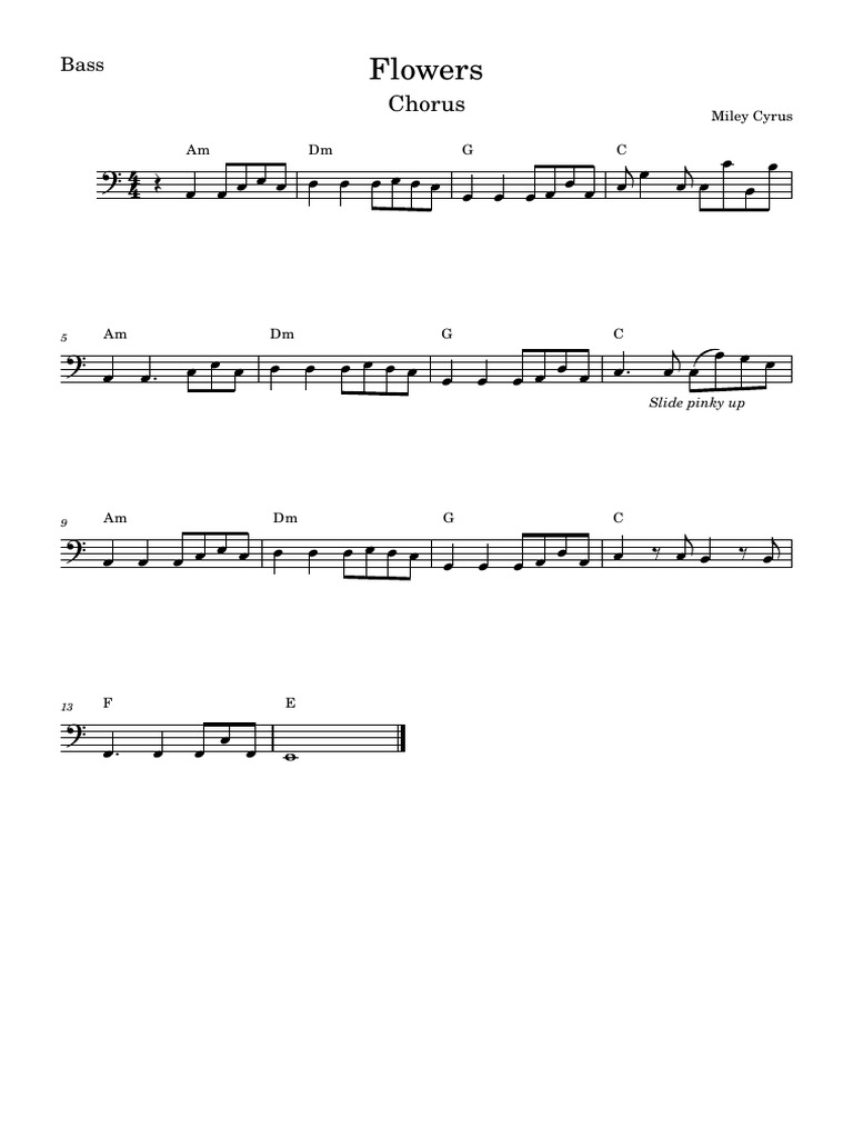Miley Cyrus - Flowers Bass & Chorus | PDF