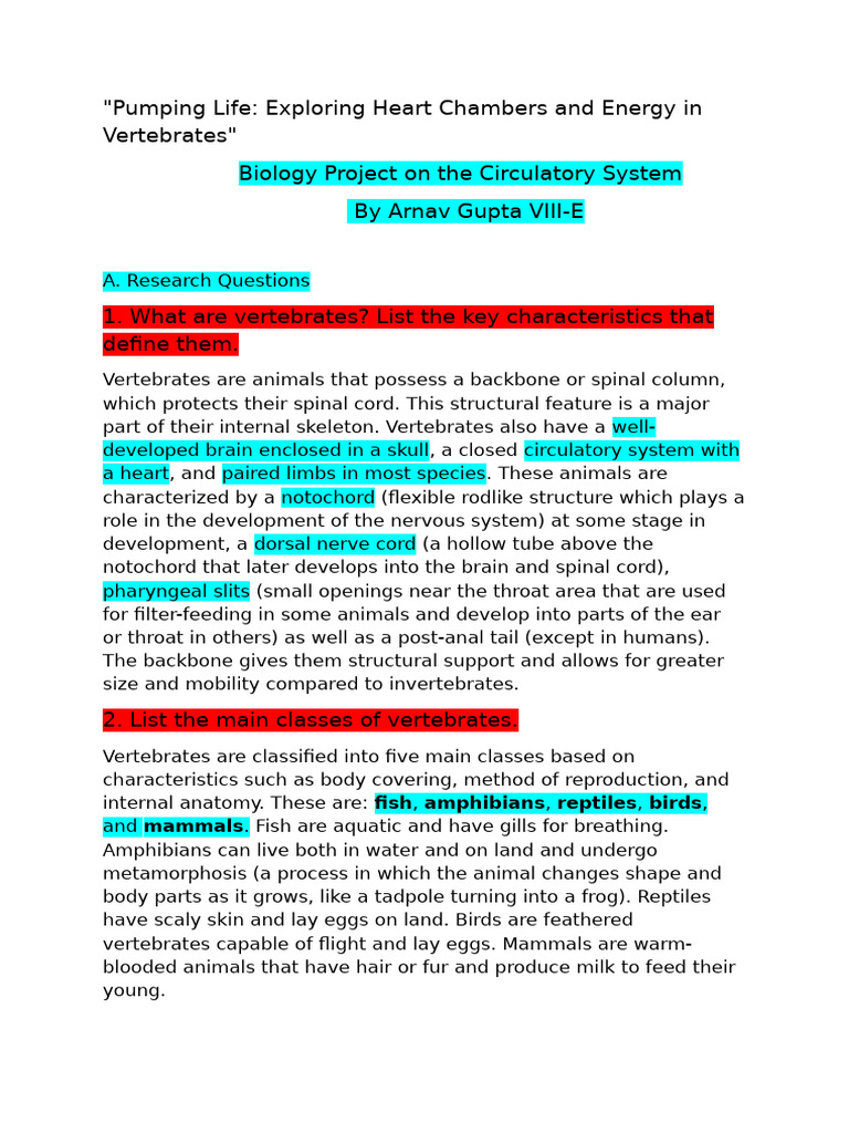 Biology Project (Circulatory Sys.) - by Arnav Gupta 8-E | PDF | Heart | Atrium (Heart)