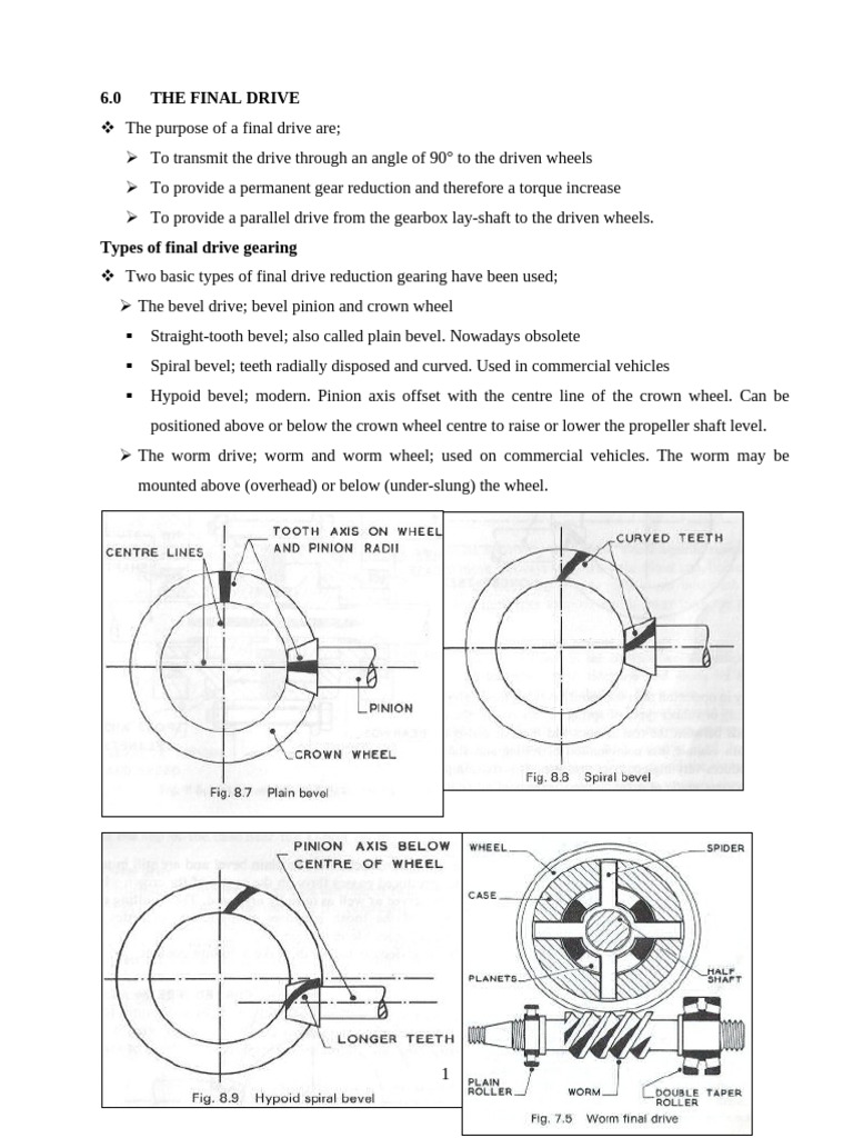 Final Drive in Transmission | PDF | Axle | Gear