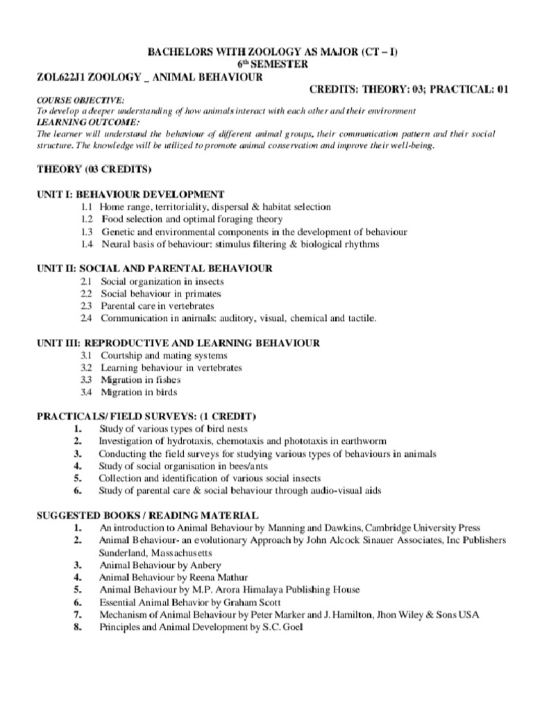 Syllabus For 6th Semester CLG | PDF