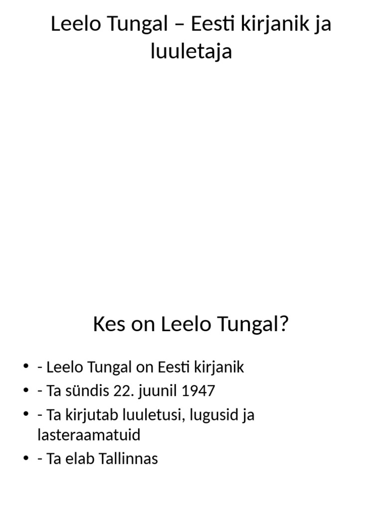 Leelo Tungal Presentation | PDF