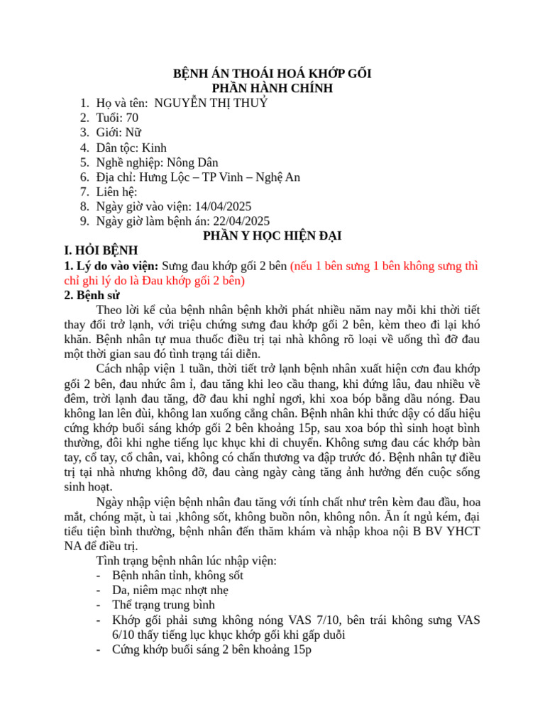 Ba Thoái Hoá Gối Yhct (Sửa) | PDF