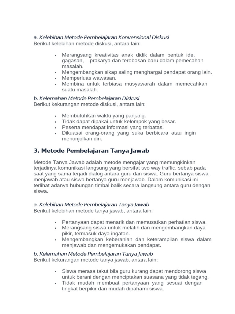 4.kelebihan Dan Kelemahan Metode Pembelajaran | PDF