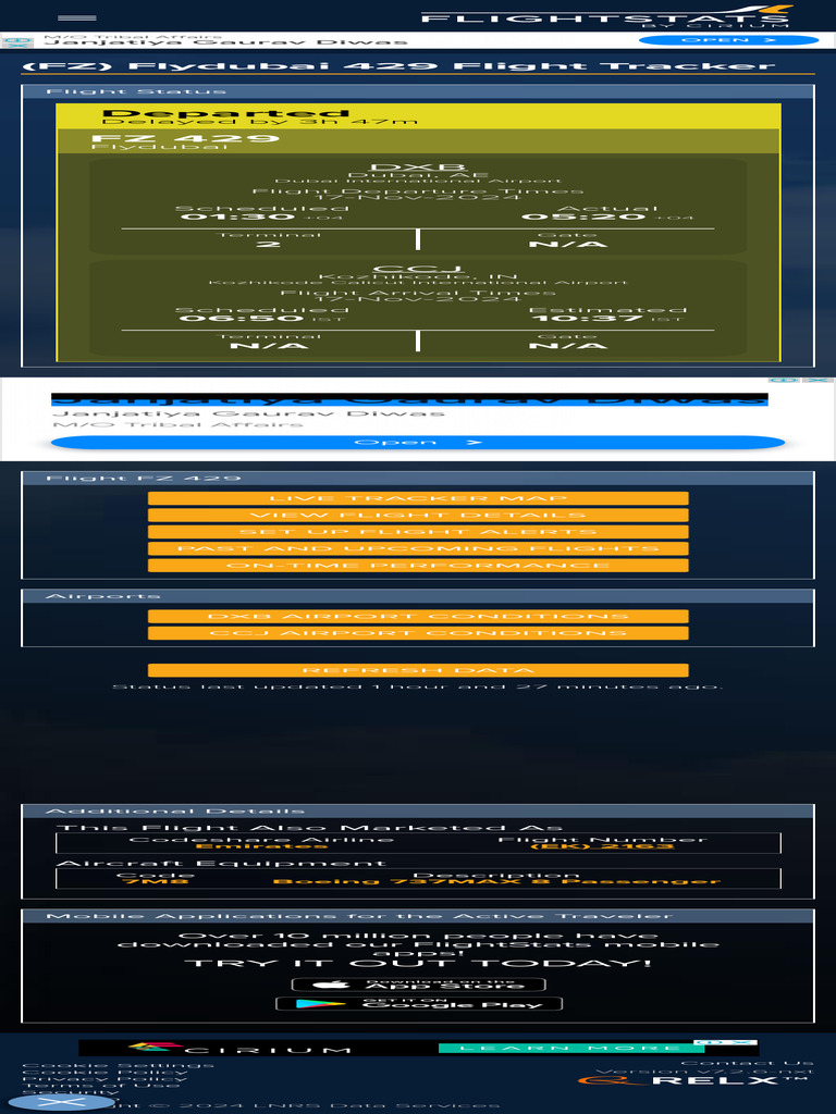 FZ429 - Flydubai FZ 429 Flight Tracker | PDF