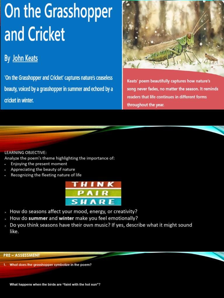 On The Grasshopper and The Cricket - Notebook Work 2025 | PDF | Poetry ...