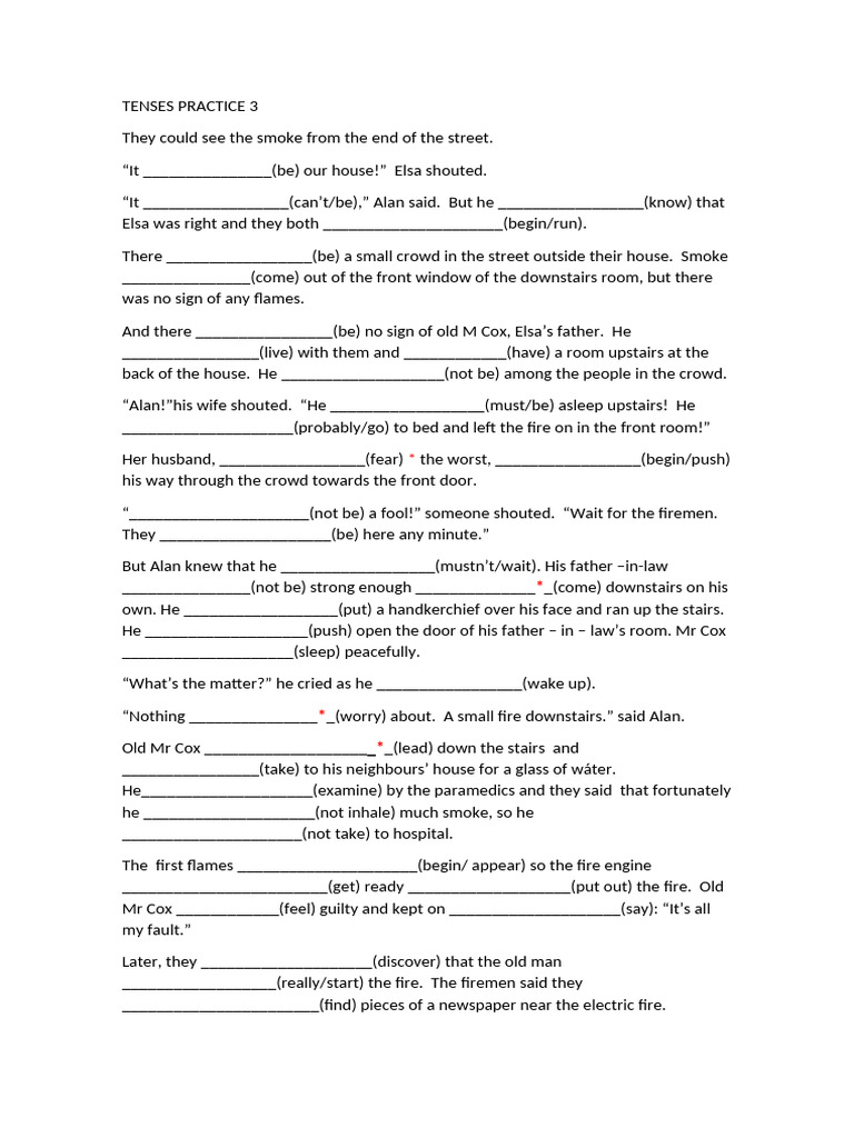 Intermediate Tenses Practice 3 | PDF