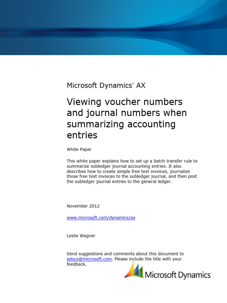 Summarizing Accounting Entries in AX | PDF | Voucher | Invoice