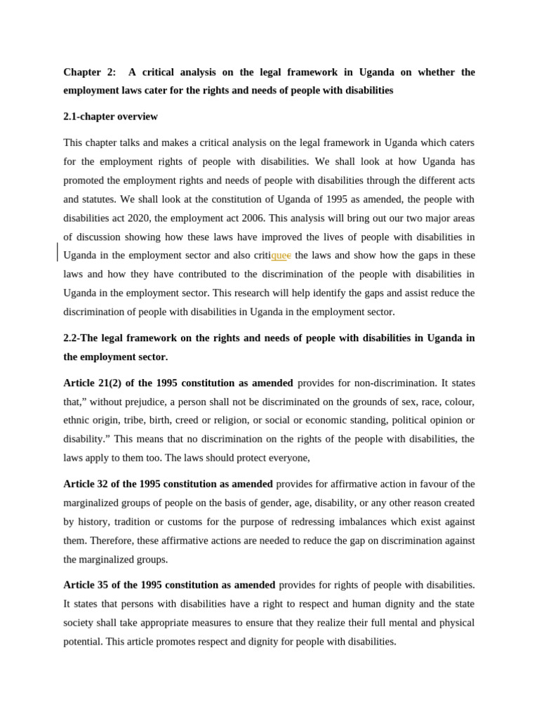 Dissertation Chapter Two | PDF | Employment | Disability