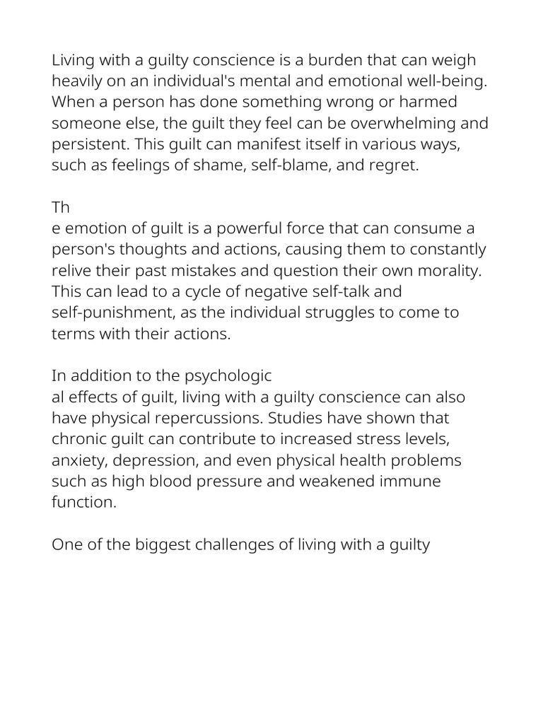 It's Hard To Live With A Guilty Conscience | PDF