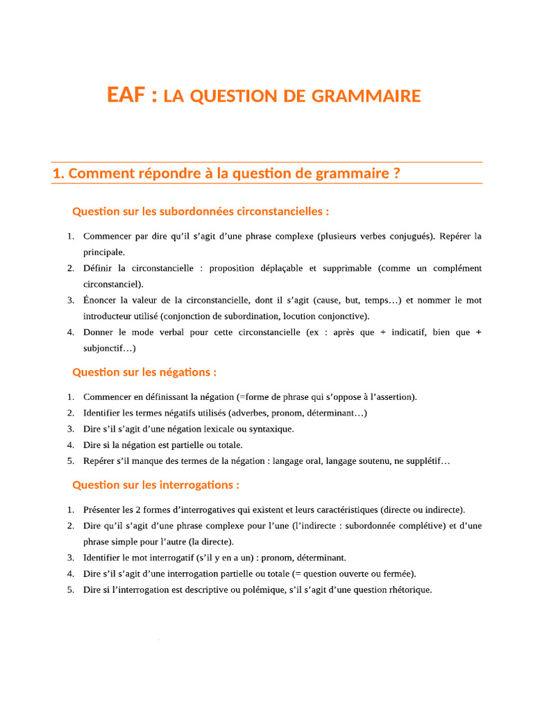 Répondre À La Question de Grammaire | PDF