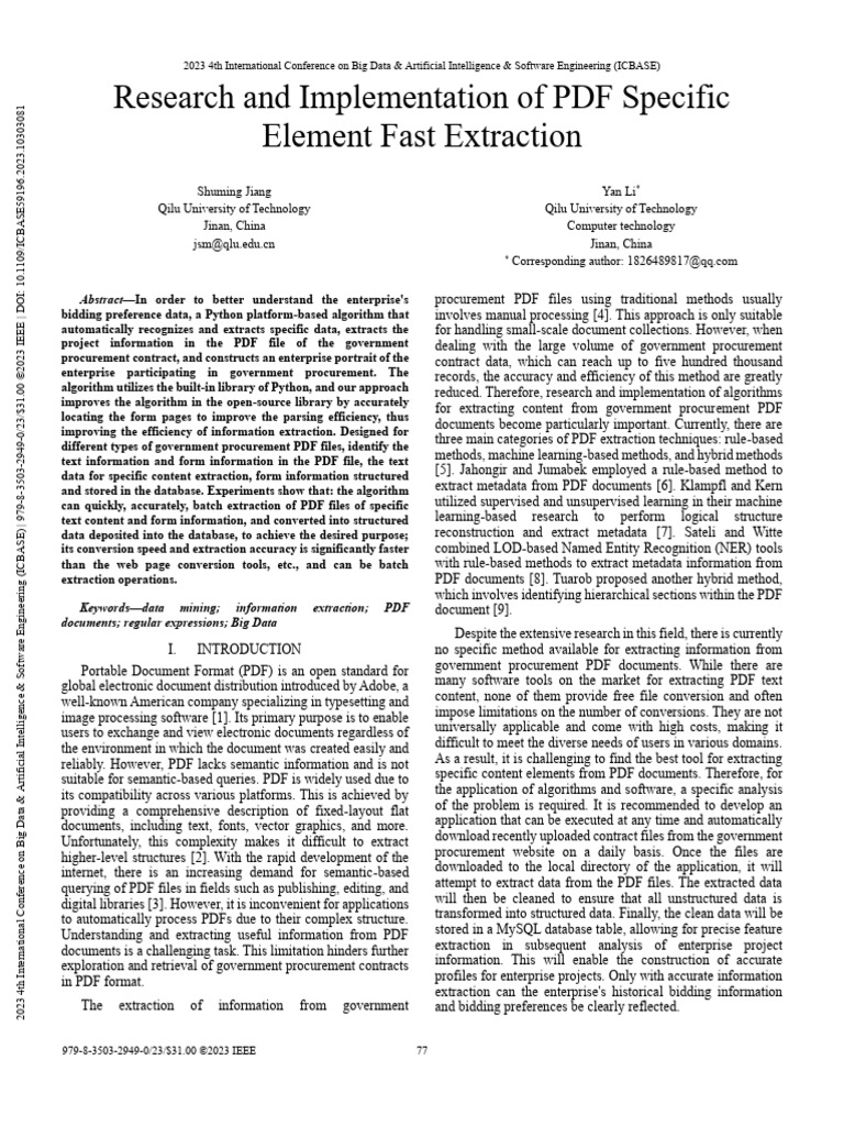 PDF Data Extraction Algorithm for Bidding | PDF | Metadata | Databases