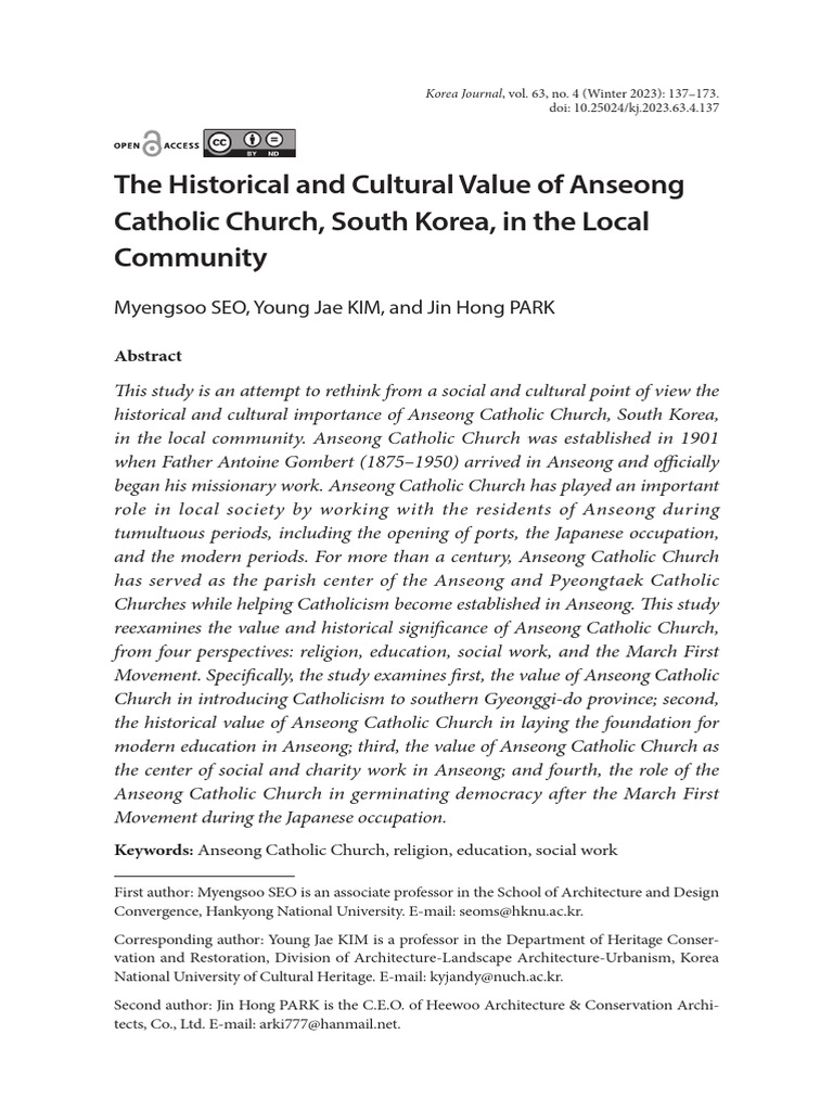 Anseong Catholic Church's Cultural Impact | PDF | Korea