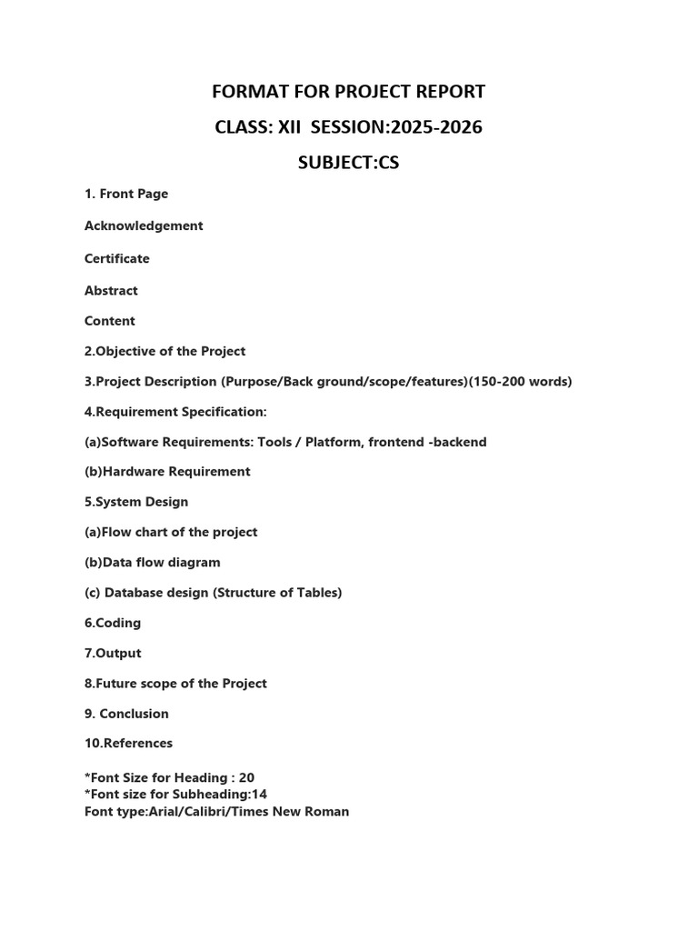 12 Cs Project Report Format 1 | PDF