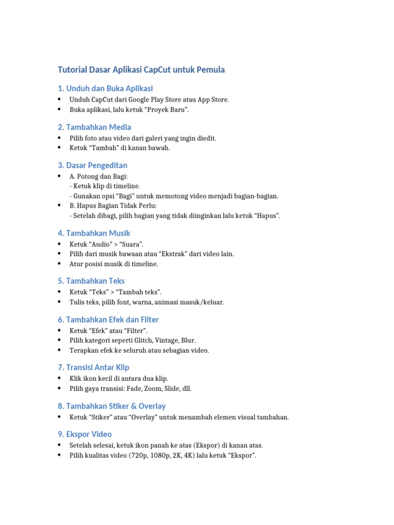 Tutorial CapCut Pemula | PDF