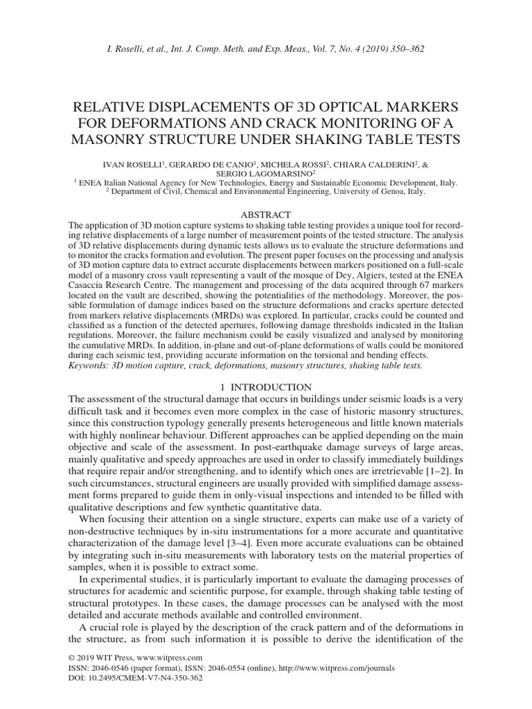 2 - RElATIVE DISPlACEMENTS OF 3D OPTICAl MARkERS | PDF | Strength Of Materials | Fracture