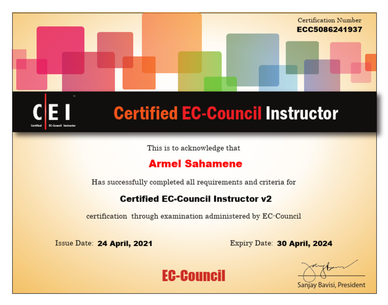 Certified EC-Council Instructor Certificate | PDF