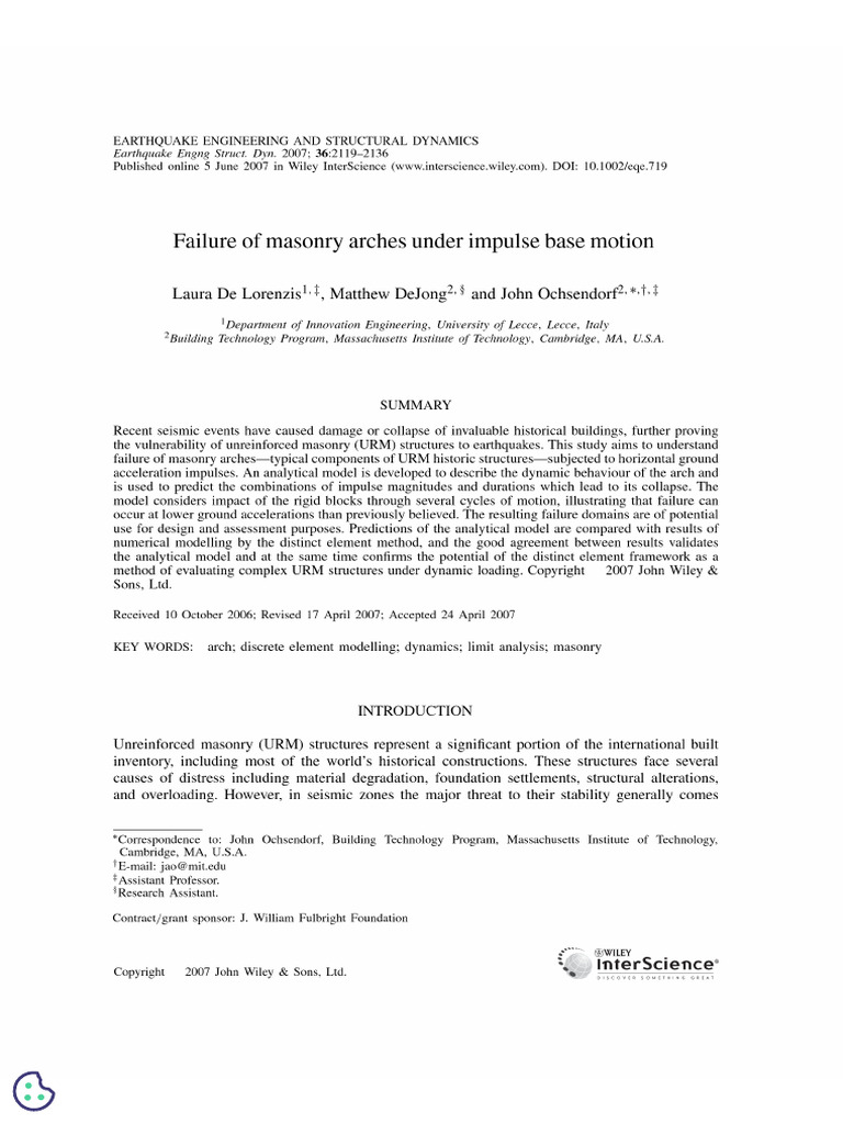 11_Failure of masonry arches under impulse base motion | PDF | Creative ...