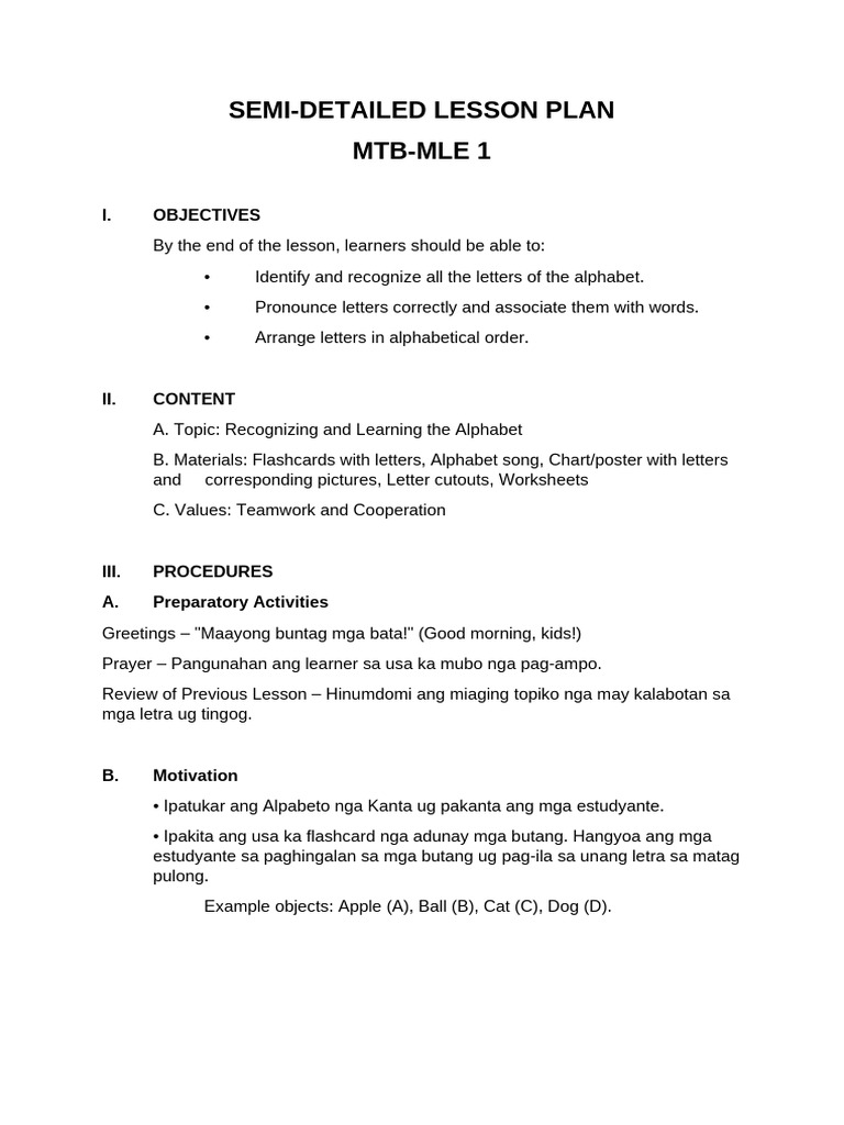 Semi-Detailed Lesson Plan 2 | PDF