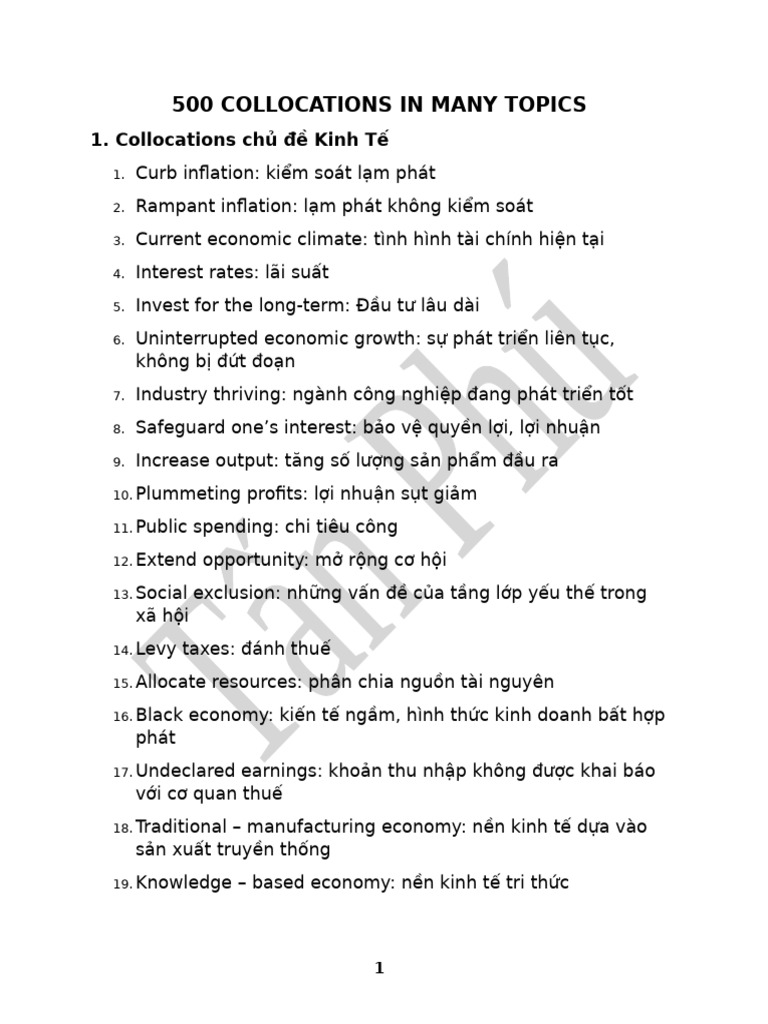 500 Collocations in Many Topics | PDF