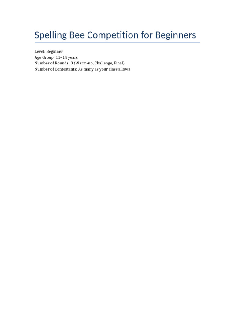 Spelling Bee Competition Guide for Kids | PDF
