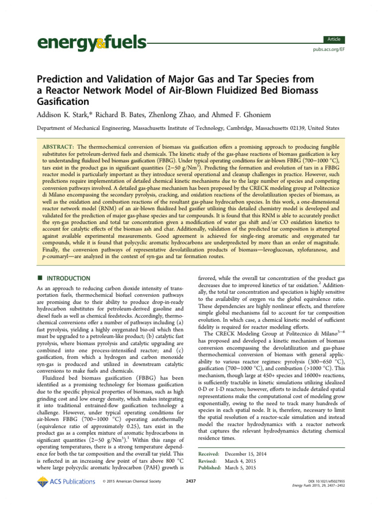 Modeling Tar Formation in Biomass Gasification | PDF | Gasification ...