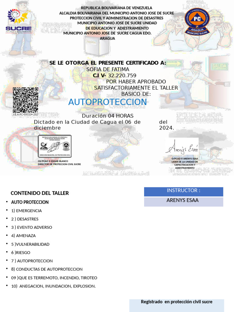 Autoproteccion Taller PC Sucre | PDF | Defensa Civil | Guerra
