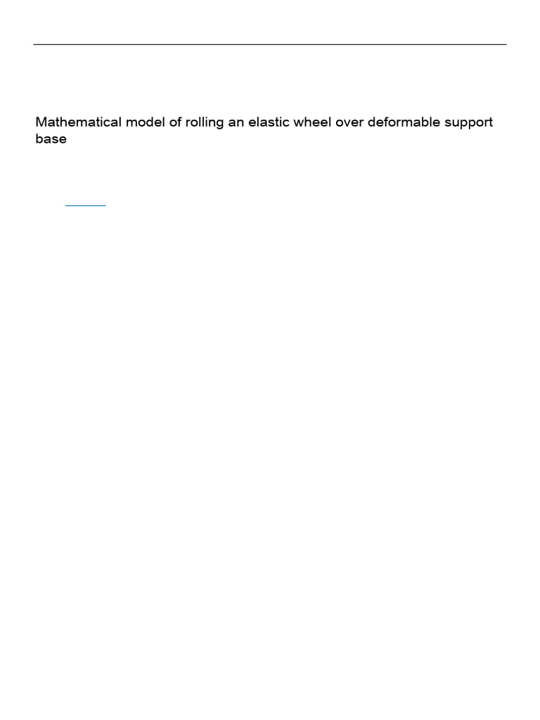 Elastic Wheel Rolling Model on Deformable Base | PDF | Friction ...