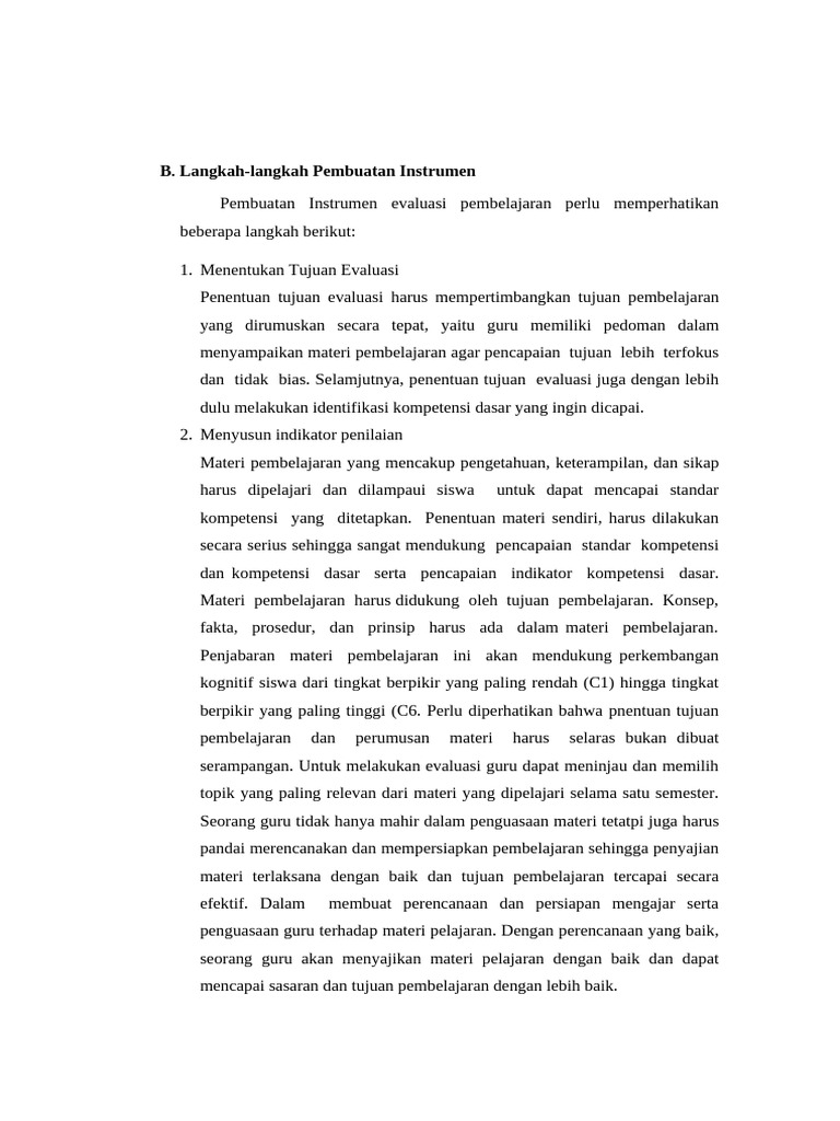 Langkah Pembuatan Instrumen Evaluasi | PDF