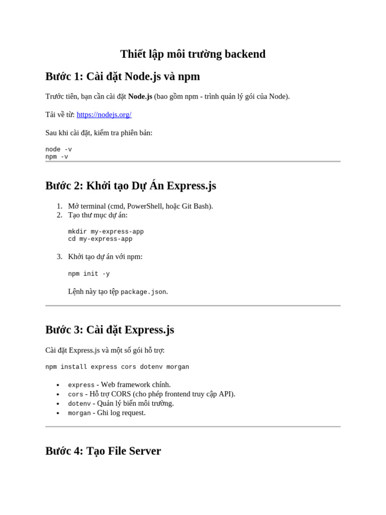ThietLapMoiTruong BackEnd | PDF