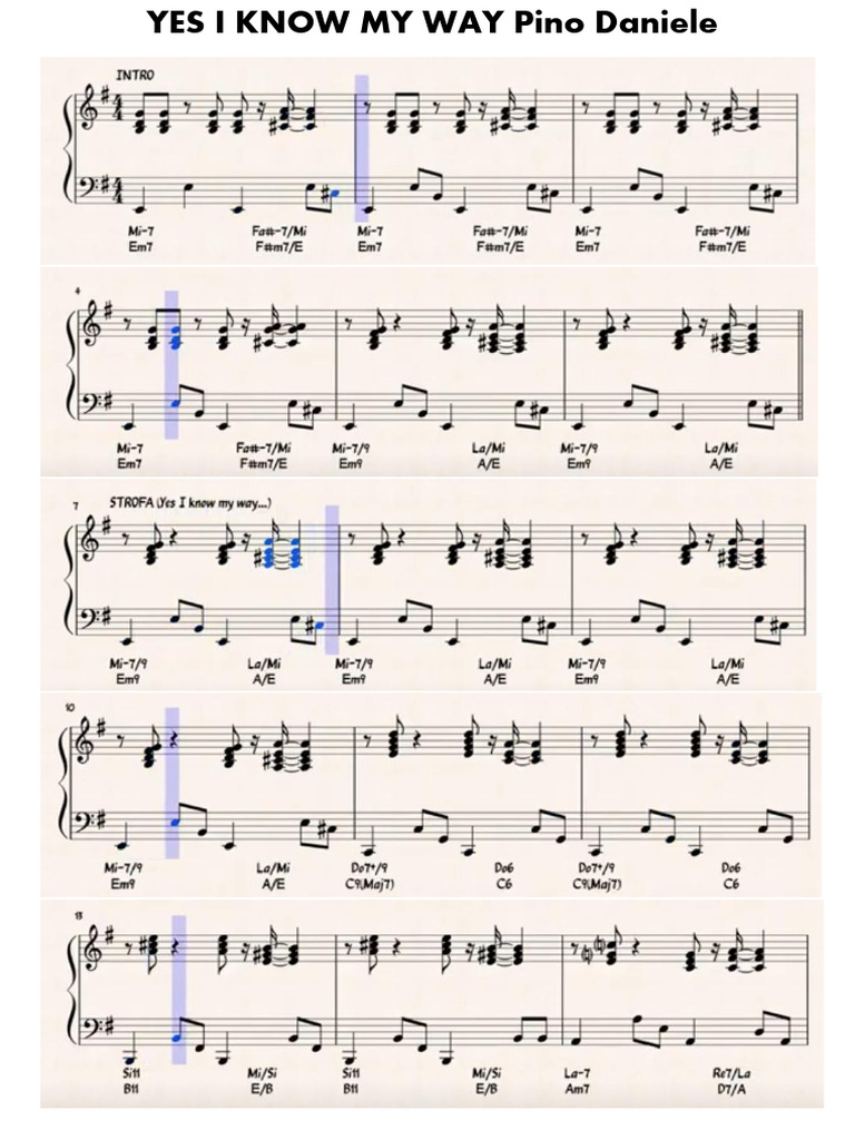 YES I KNOW MY WAY Piano | PDF