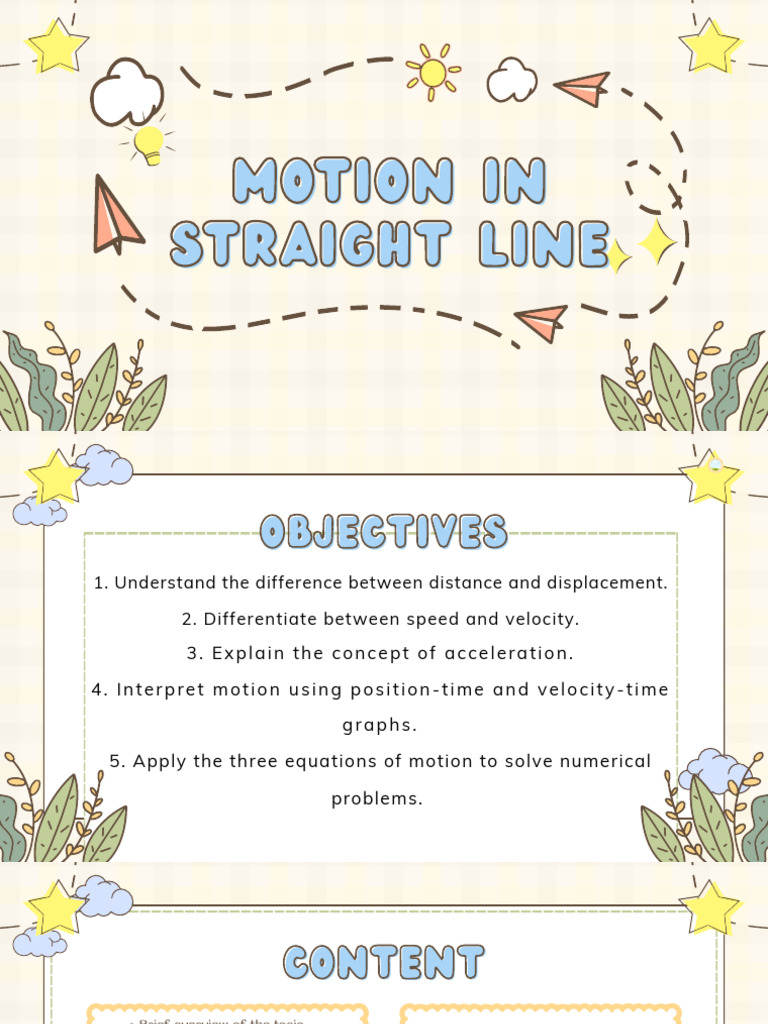 Motion in Straight Line Corrected | PDF | Velocity | Acceleration