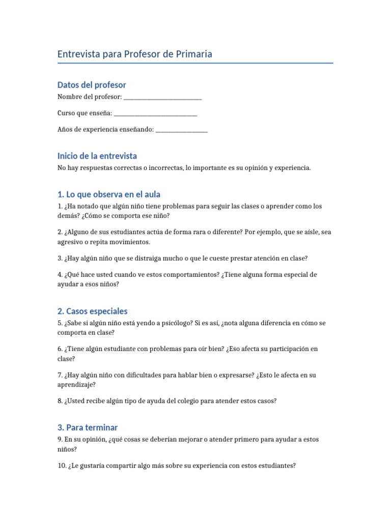 Entrevista Semi Estructurada Lenguaje Simple | PDF