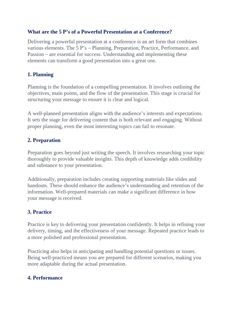 The 5Ps of Presentation.. | PDF | Communication | Cognitive Science