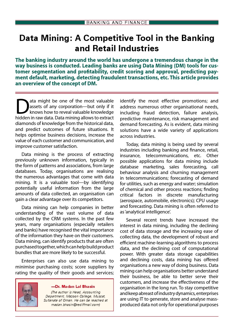 Data Mining: A Competitive Tool in The Banking and Retail Industries ...
