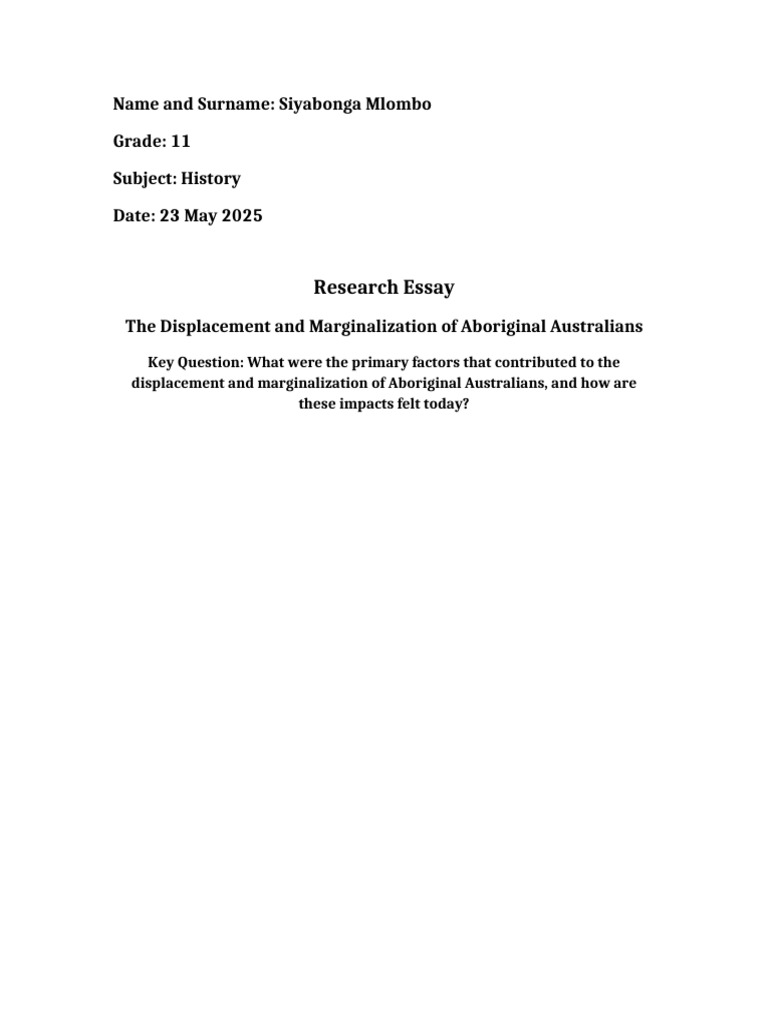 Aboriginal Australians Research Essay Revised | PDF | Indigenous ...