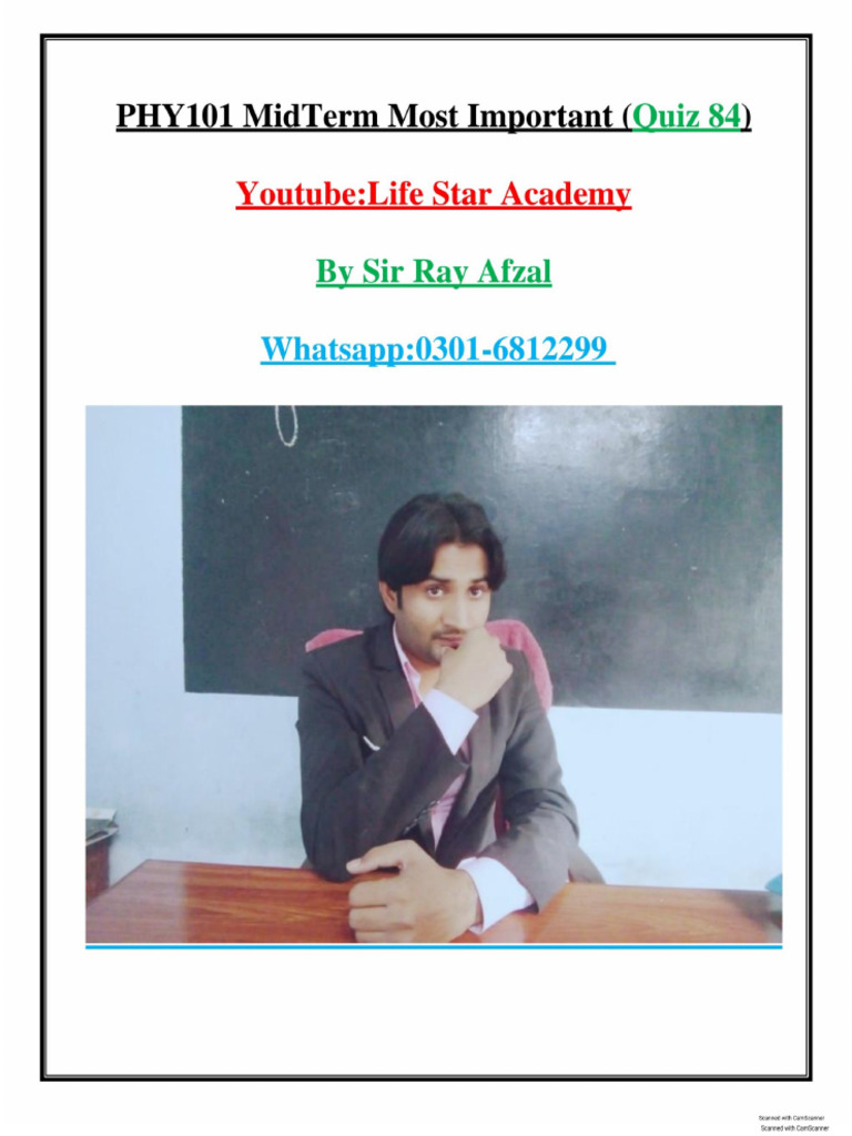 PHY101 Mid Term by Sir Afzal | PDF