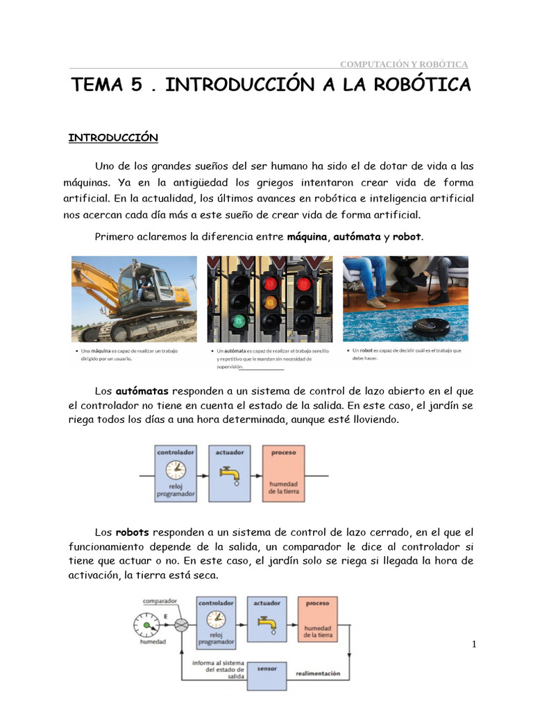 T5. Introducci-N A La Rob-Tica | PDF | Robot | Robótica