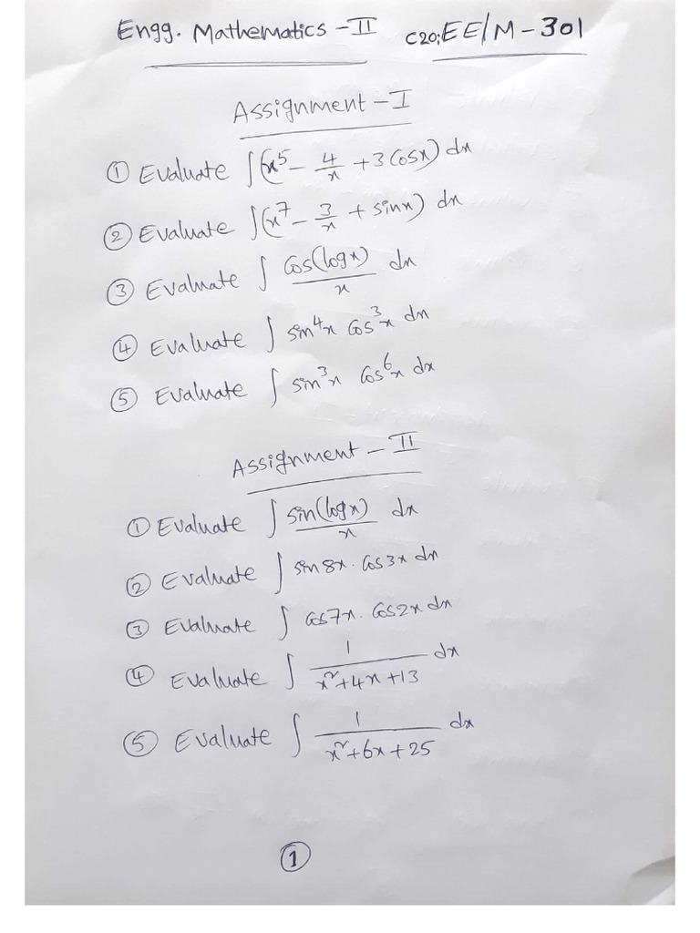 301 Maths-II Assignments | PDF