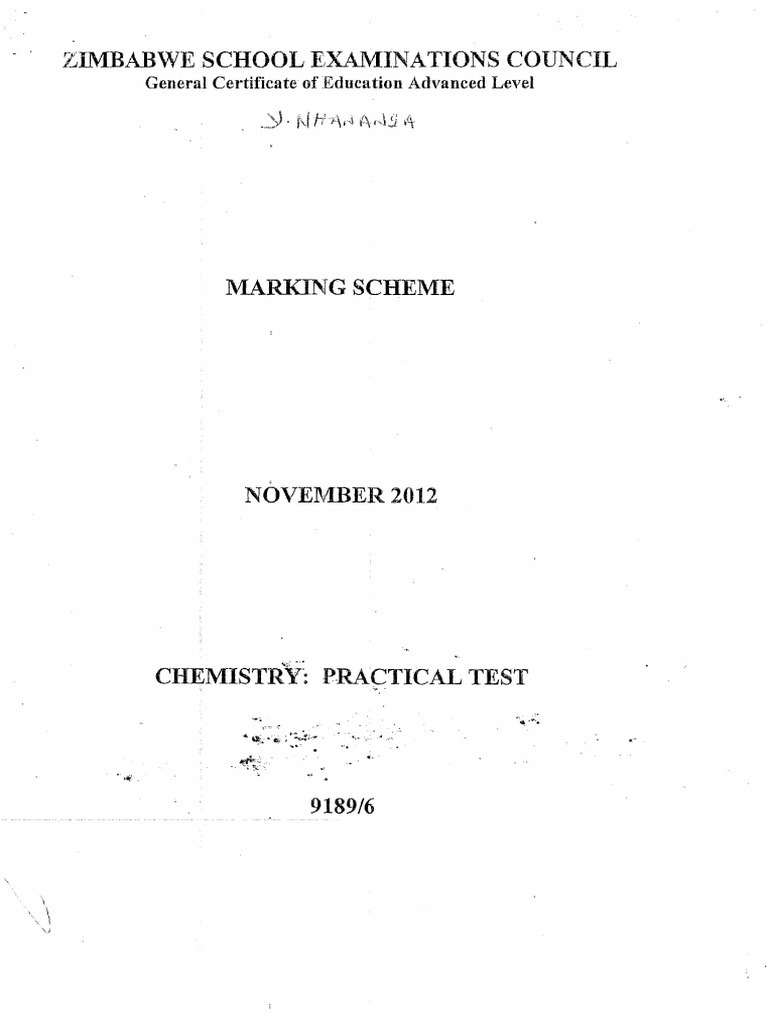 Zimsec A-Level Chemistry Ms November 2012 Paper 6 | PDF